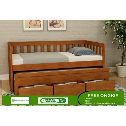 Jual dipan double bed, dipan laci, dipan laci double bed kayu jati ...