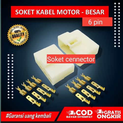Jual Socket Motor 6 pin besar soket konektor kabel 6pin set+skun ...