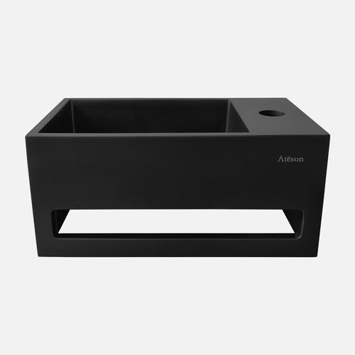 Jual Ateson AT431ABA Acacia Wall Hung Solid Surface Basin Black ...