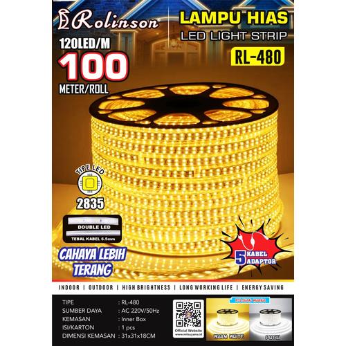 Jual Lampu LED Strip Selang Hias LED 5050 Rolinson 100 Meter 120 LED/M ...