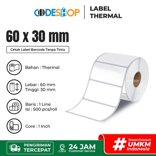 Jual Label Barcode Thermal 60x30 mm 1 Line Codeshop Kertas Stiker 500 ...