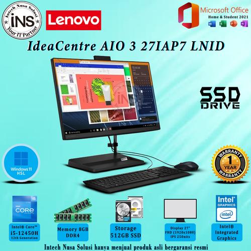 Jual Lenovo IdeaCentre AIO 3 27IAP7 LNID i5-12450H 8GB/16GB 512GB SSD ...