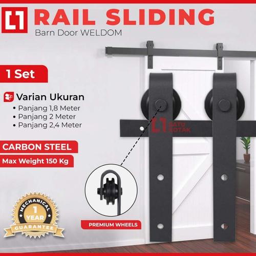 Jual REL GANTUNG PINTU KAYU GESER SLIDING RAIL BARN DOOR 2,4 METER ...
