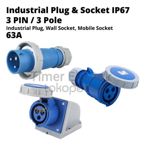 Jual Industrial Plug & Socket IP67 3 Pin / 3 Pole 63A Berbagai Variant ...