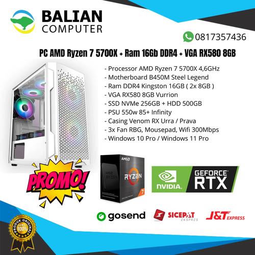 Jual CPU Amd Ryzen 7 5700x VGA RX580 8GB Ram 16GB DDR4 Windows 11 ...