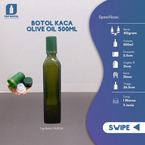 Jual BOTOL KACA KOTAK HIJAU OLIVE OIL 500ML VCO - NO PACKING - Kota ...