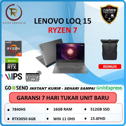 Jual LAPTOP LENOVO LOQ 15 RYZEN 7 7840HS RTX3050 RAM 8GB SSD 512GB W11 ...
