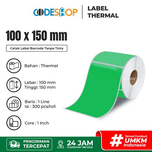 Jual Stiker Label Resi Pengiriman 100 x 150 mm Thermal A6 Hijau 300 Pcs ...