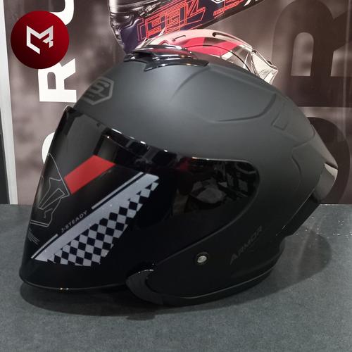 Jual HELM JS ARMOR SOLID BLACK DOFF SINGLE VISOR HELM HALF FACE ...