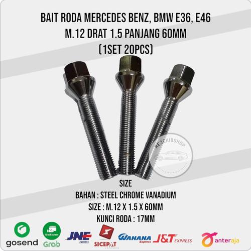 Jual BAUT RODA MERCY BMW VW MAZDA M.12 PANJANG 60MM P.1.50 - Kota ...