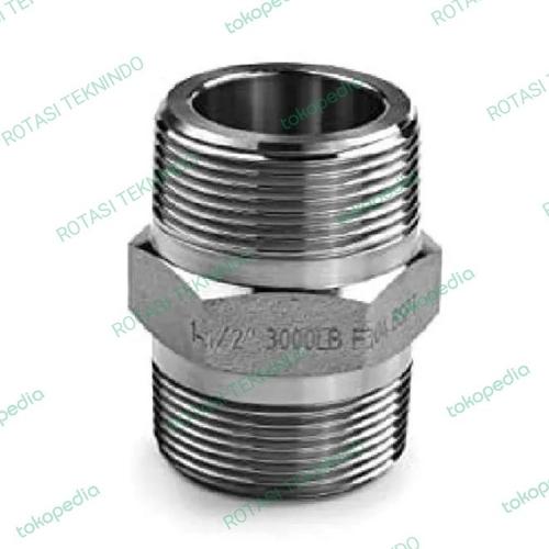 Jual Double Nepel Besi Class 3000 Drat 1/2" Inch / Double Nepel # 3000 ...