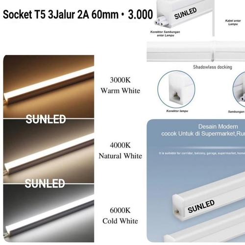 Jual Lampu tl neon t5 led 30cm 60cm 90cm 120cm 3000k 4000k 6500k Sunled ...