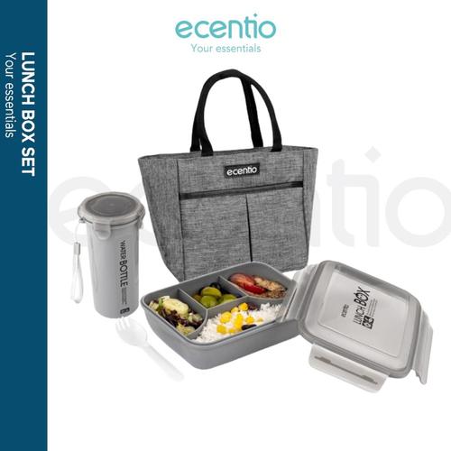 Jual ecentio lunch box set dan botol minum kotak makan 1100ml tas bekal ...