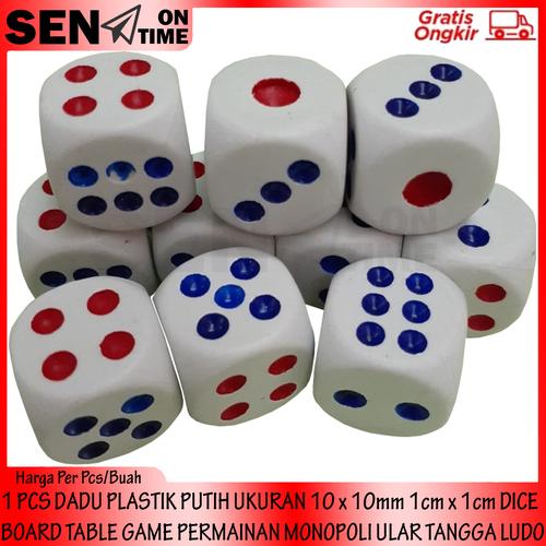 Jual 1 PCS DADU PLASTIK PUTIH DICE BOARD TABLE GAME PERMAINAN MONOPOLI ...