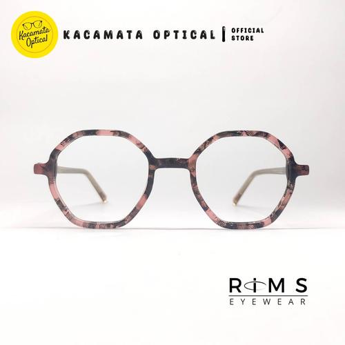 Jual RIMS EYEWEAR - Frame RIMS21034 Bulat Hitam Motif Plastik Acetate ...
