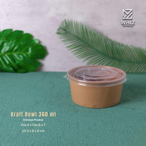 Promo Paper Bowl Kraft 360ml Dengan Tutup / Mangkok Kertas Coklat Murah ...