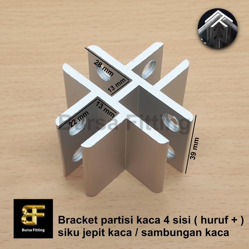 Jual Siku jepit kaca 4 sisi / frame partisi kaca / konektor kaca ke ...