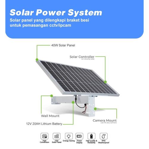 Jual SOLAR PANEL 40wp TENAGA SURYA 12V 20AH LITHIUM BATTERY Buat CCTV ...