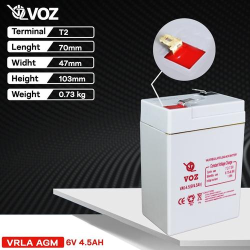 Jual Battery VRLA VOZ 6V 4.5 Ah AGM | Baterai Timbangan Digital - Kota ...