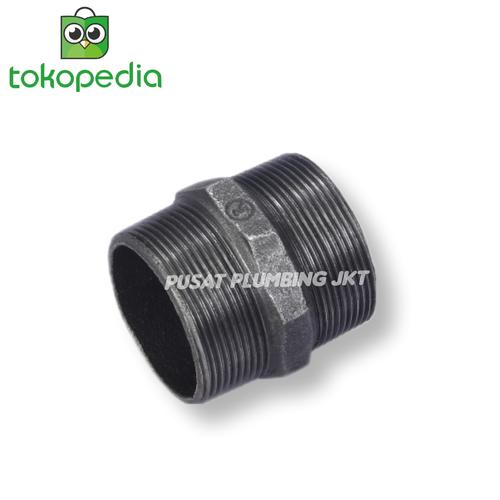 Jual Double Nevel besi Black steel 2" inch/ Double nipple besi black ...