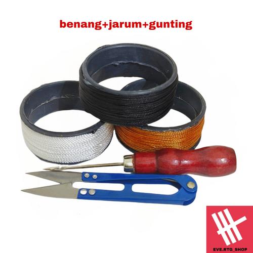 Jual Paket Benang Sol Sepatu + Jarum + Gunting Benang - pkt bnang hitam ...