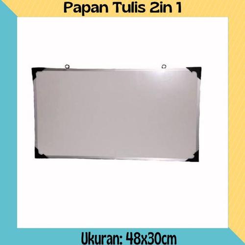 Jual Papan Tulis ukuran 48x30cm 2in1 whiteboard blackboard kapur dan ...