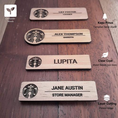 Jual Name Tag Magnet Custom Kayu | Papan Nama Dada Magnet Custom Kayu ...