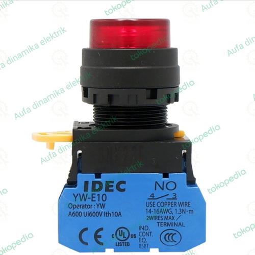 Jual YW1L-M2E10Q4R IDEC PUSH BUTTON WITH LAMP 24VDC MERAH 22MM YW1L ...