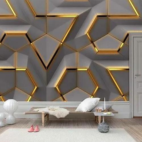 Jual Wallpaper Dinding Terbaru Motif Abu Abu List Gold Emas - Jakarta ...