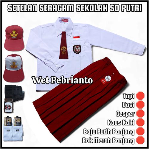 Jual (Ukuran Kelas 1-6 SD) Setelan Lengkap Seragam SD Perempuan - Topi ...