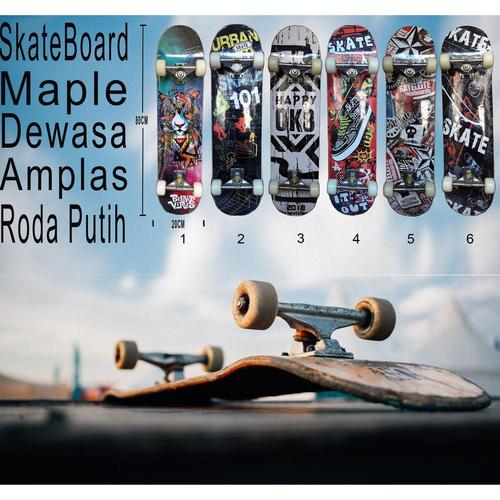 Jual Papan SkateBoard Dewasa MAPLE Roda Putih / SkateBoard MAPLE ...