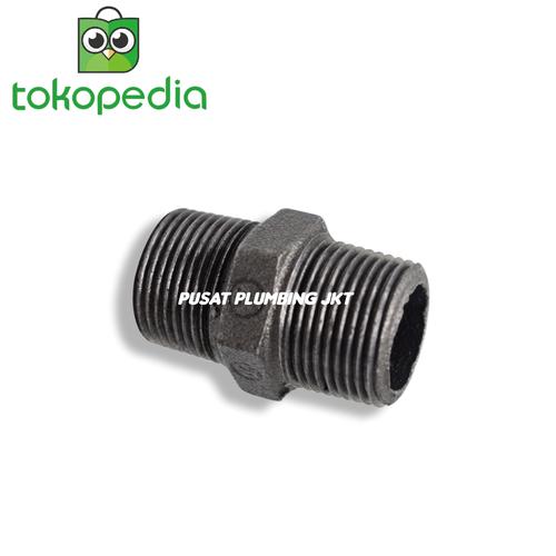 Jual Double Nevel besi Black steel 3/4" inch/ Double nipple besi black ...