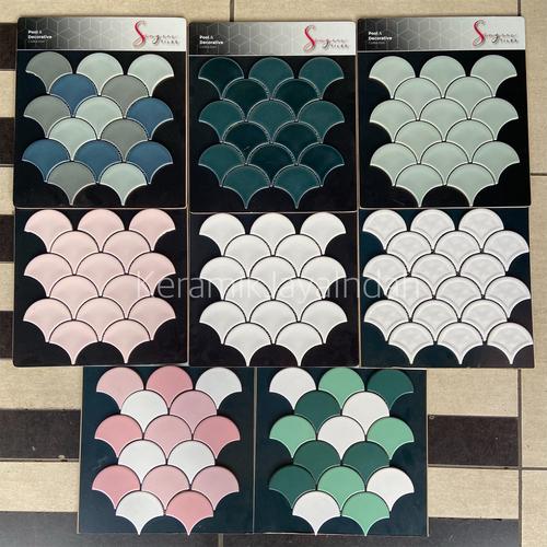 Jual SINGRES SINGRESS FISH SCALE CONCAVE EMERALD PRASIOLITE ROSE SHIRO KERAMIK MOZAIK MOZAIC ...