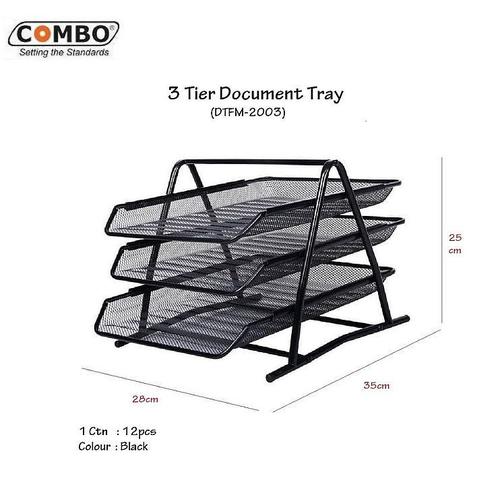Jual Document Letter Paper Tray Rak Besi 3 Tier Tingkat Susun Combo ...