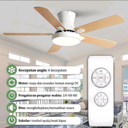 Jual Lampu gantung kipas angin modern 5 bilah kipas with remote - HITAM ...