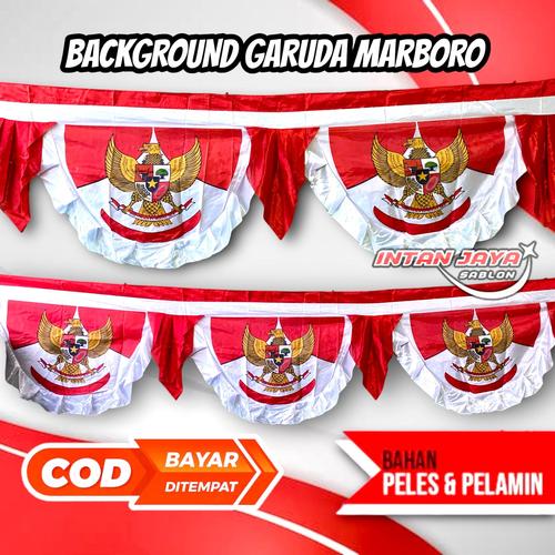 Jual BENDERA MERAH PUTIH BACKGROUND GARUDA REMPEL&POLOS 10 GELOMBANG ...