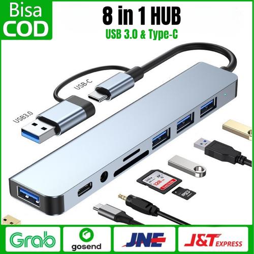 Promo Converter Hub Adapter Multi port 8 in 1 USB Type C ke Usb 3.0 ...