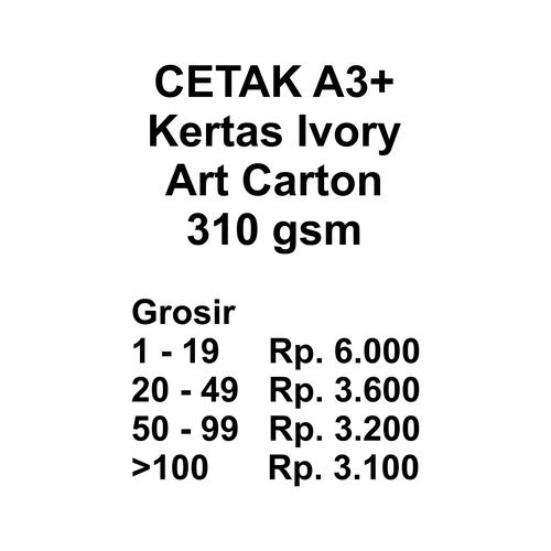 Jual Cetak A3+ Ukuran 32.5x48 cm Kertas Ivory Art Carton Art Karton 310 ...