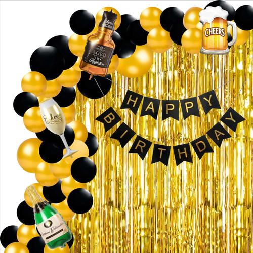 Jual Paket Dekorasi Happy Birthday BLACK GOLD WINE WHISKEY | Paket ...