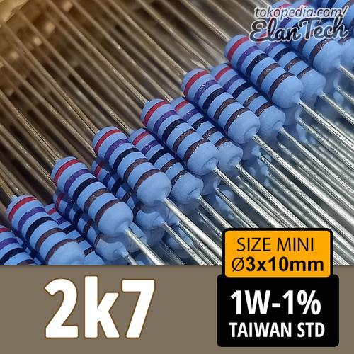 Jual Resistor 1W 2k7 Taiwan 1% Metal Oxide 2.7 Kilo Ohm 2.7k Mini Size ...