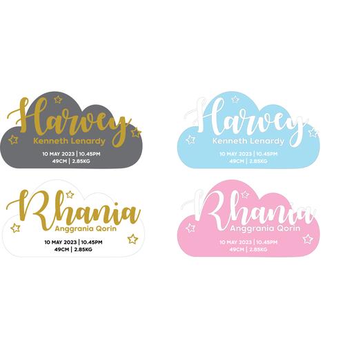 Jual Cloud acrylic hospital board new born baby name/papan nama bayi ...