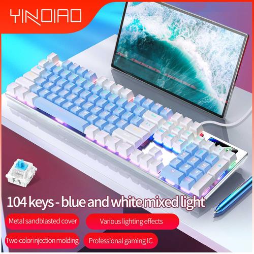 Promo YINDIAO Mechanical Keyboard Gaming Wired USB RGB Blue Switch ...