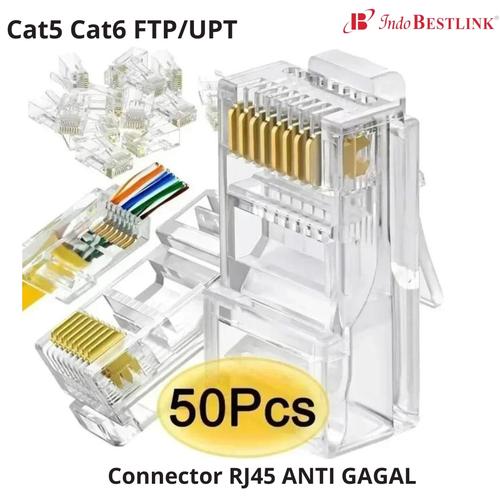 Jual Konektor RJ45 isi 50pcs Anti Gagal Kabel Tembus RJ45 Kabel UTP LAN ...