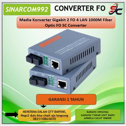 Jual Media Konverter Gigabit 2 FO 4 LAN 1000M Fiber Optic FO SC Converter FIBER OPTIC - Jakarta ...
