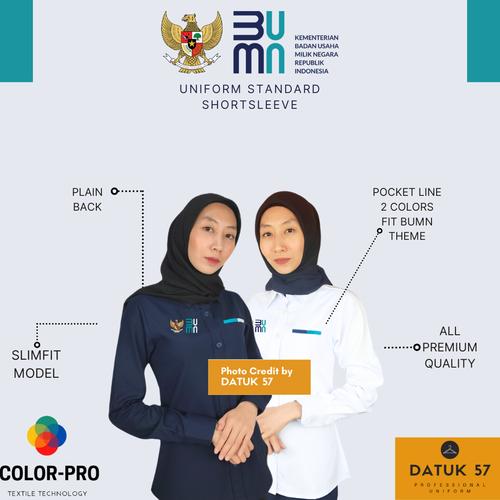 Jual Seragam Kemeja Kementerian BUMN [NAVY & PUTIH] Wanita Panjang - XL ...