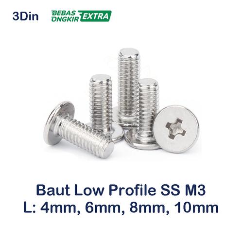 Jual Baut M3 Flat Low Profile SS 4 6 8 10 M3x4 M3x6 M3x8 M3x10 - M3x6 ...