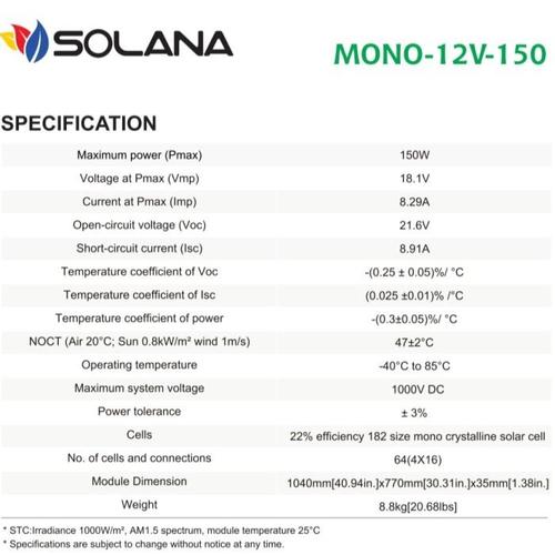 Jual SOLANA MONO 150WP SNI PANEL SURYA / SOLAR PANEL - Jakarta Selatan ...