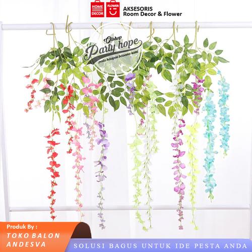 Jual bunga artificial wisteria / Daun Wisteria / Daun bunga Juntai Daun ...