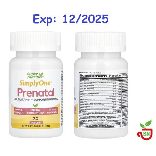 Jual Super Nutrition SimplyOne PreNatal Triple Power Multivitamins, 30 ...