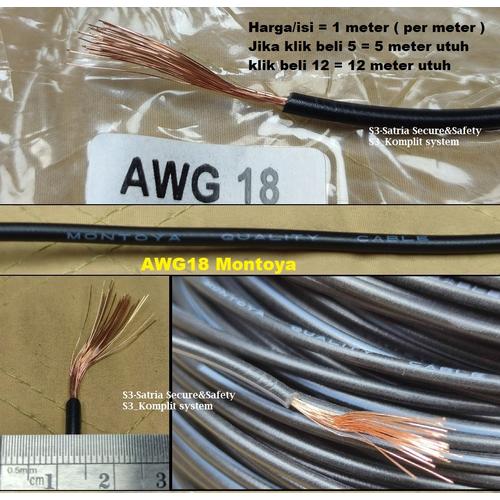 Jual AWG18 Hitam per meter 1m serabut kabel AWG 18 montoya cable awg18 2.6mm 18AWG awg Awg18 ...